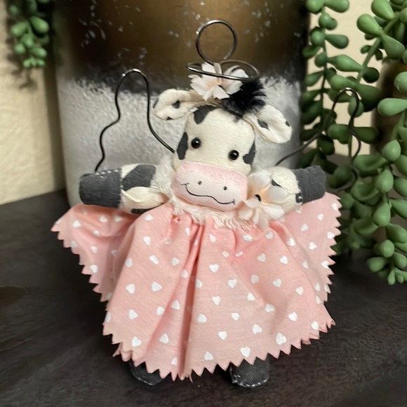 Holiday | Vintage Cow Angel Flowers Ornament | Poshmark